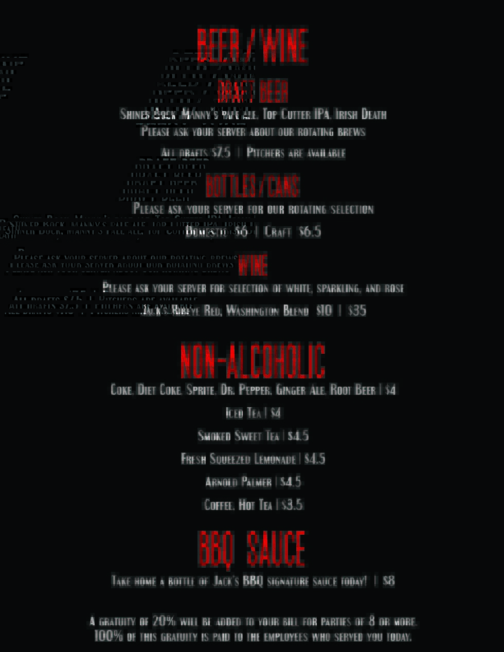 Menu - Jack's BBQ