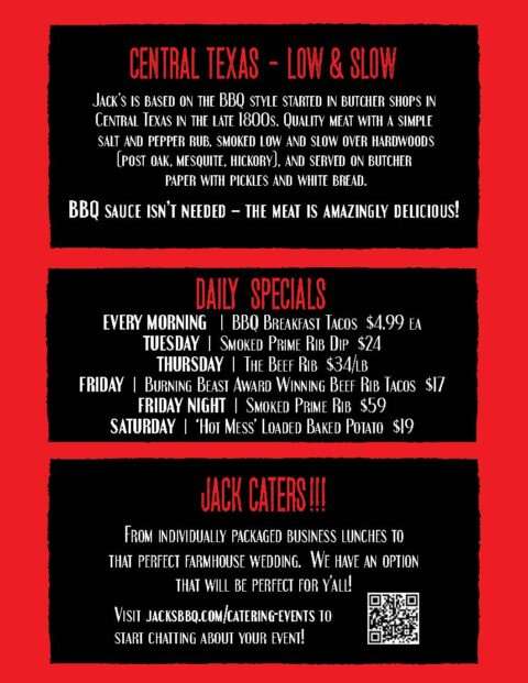 Menu - Jack's BBQ